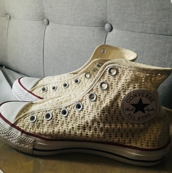 Converse | Shoes | Converse Chuck Taylor Mesh Crochet Cream Hi Top S7 ...